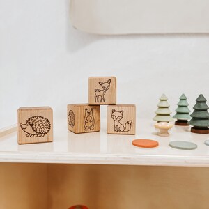 Woodland Animal Wooden Blocks: Engraved Nursery Decor - Etsy