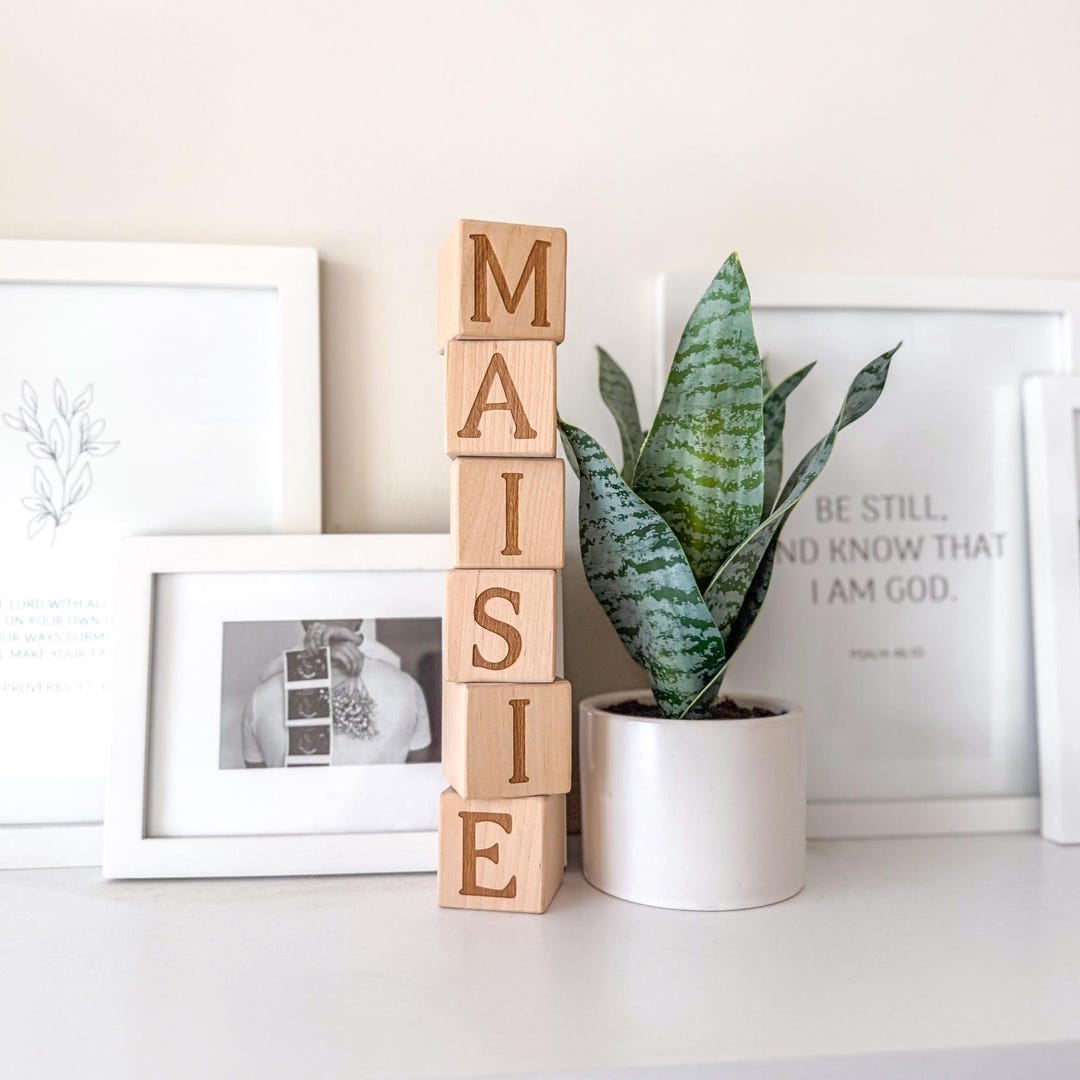 Custom Engraved Wooden Baby Name Blocks, Nursery Decor - Etsy
