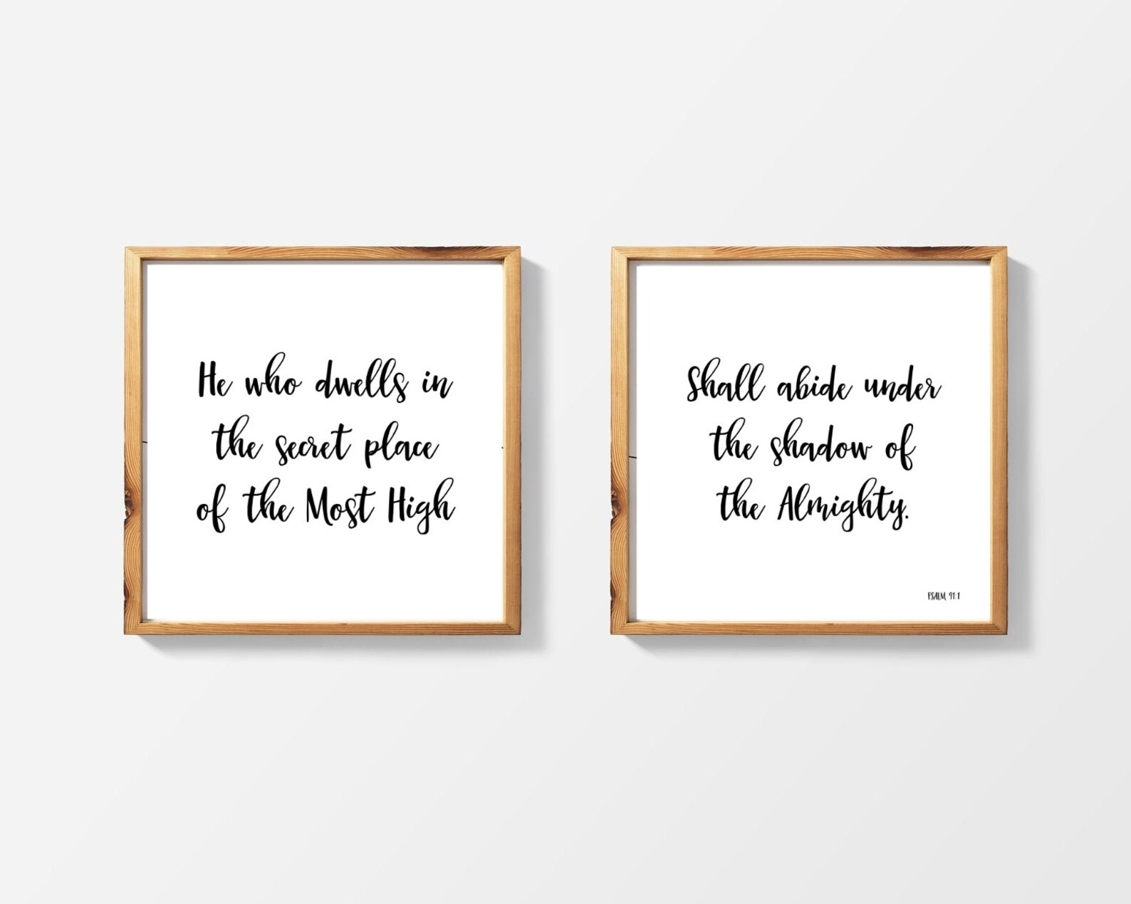 Set of 2 Square Prints. Bible Verses. Psalm 91:1 Scripture. Handwriting ...