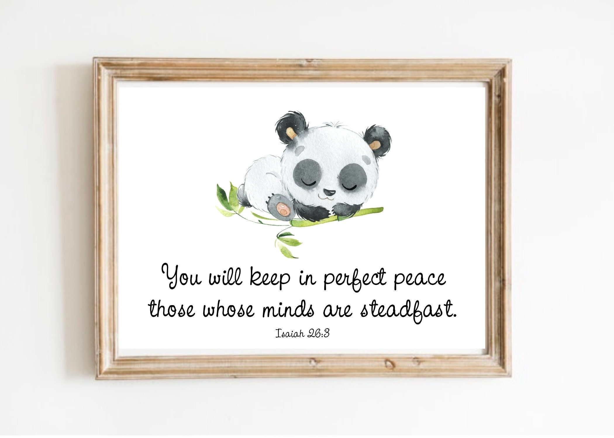 Set of 2 Nursery Wall Art Printable. Panda Boy. Bible Verses. Isaiah 26 ...
