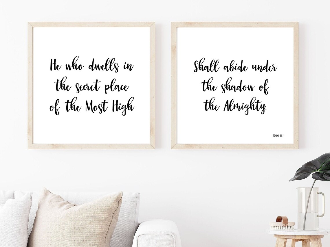 Set of 2 Square Prints. Bible Verses. Psalm 91:1 Scripture. - Etsy