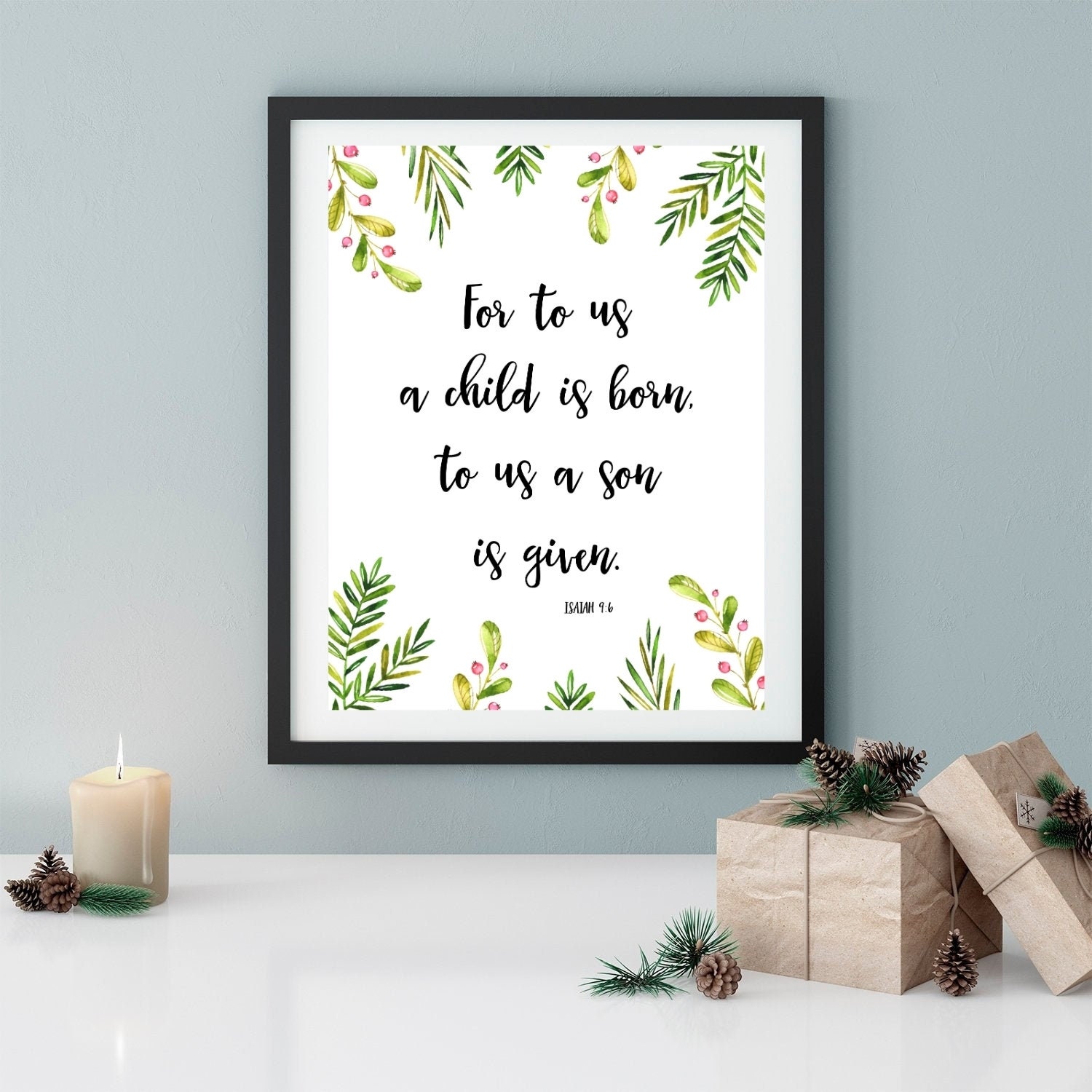 Christmas Wall Art Printable. Bible Verse Isaiah 9:6. Christian Wall ...