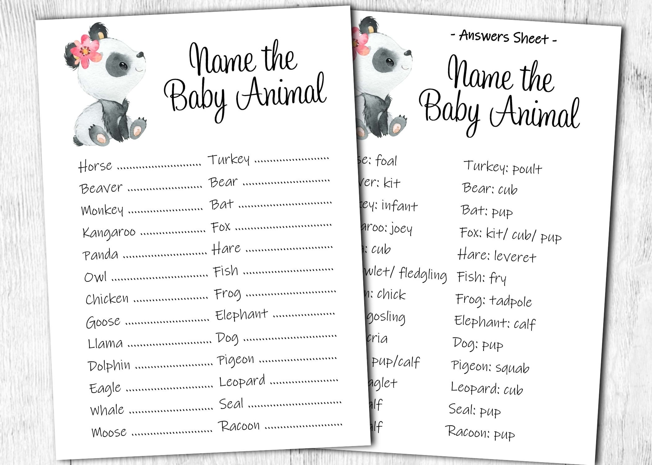 Party Games Baby Panda Shower Game Printable Games Baby Animal Shower ...
