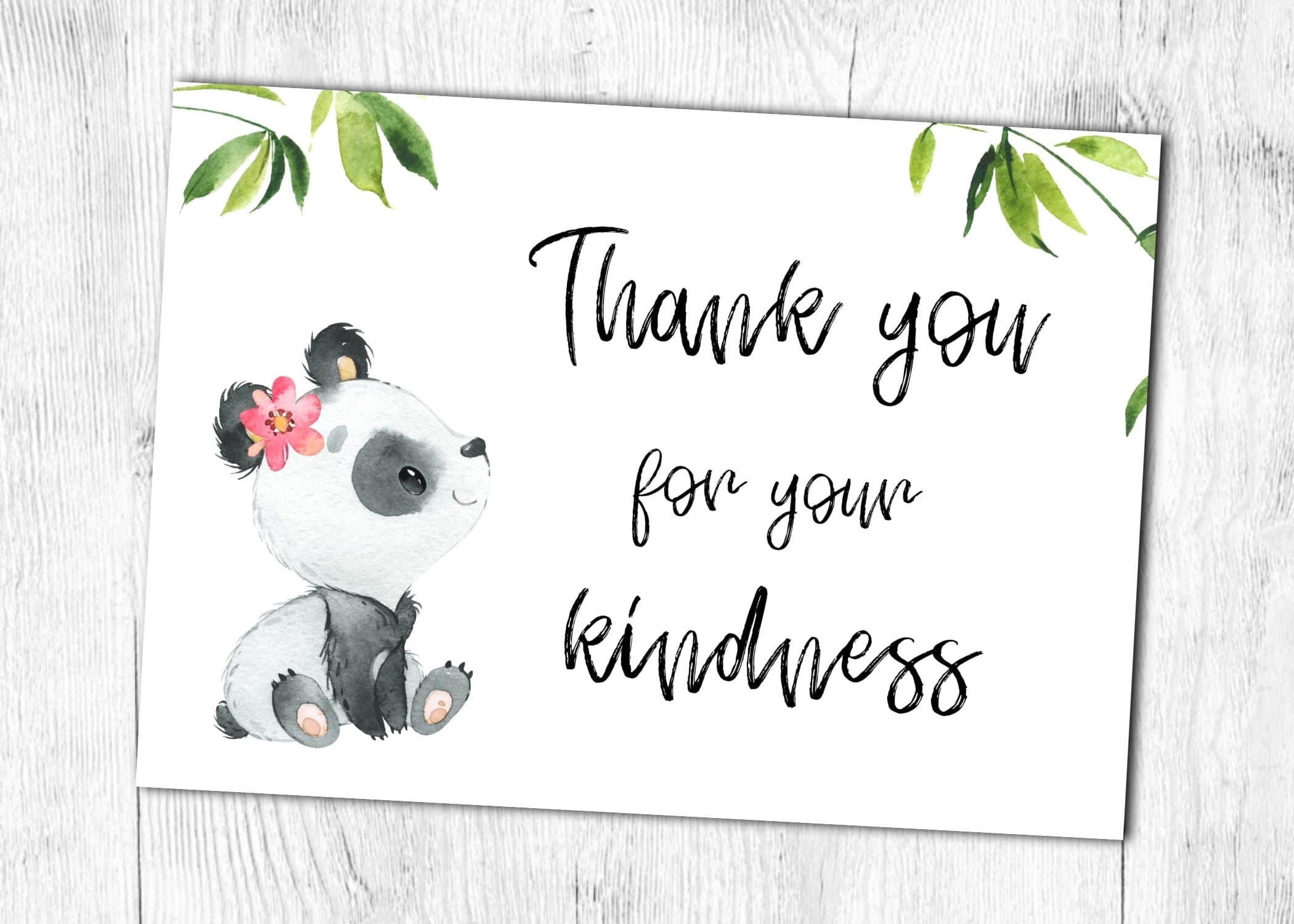 Printable. Thank You Card. Panda Girl. Thank You for Your Kindness ...