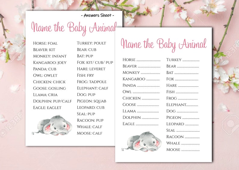 Elephant Baby Shower Girl. Baby Shower Games Bundle, Baby Shower Games ...
