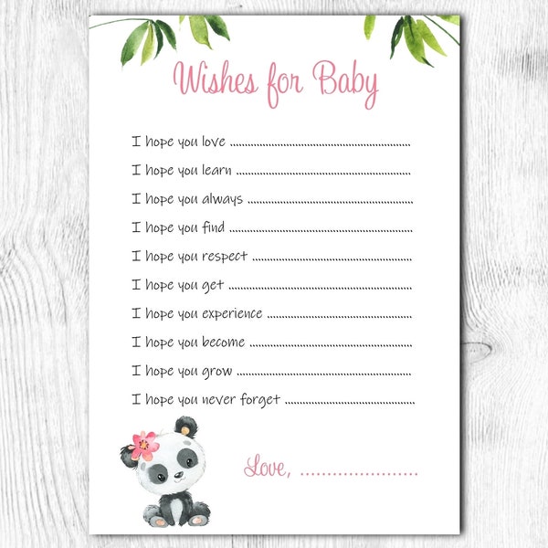 Panda Baby Shower Game Wishes for Baby - Etsy