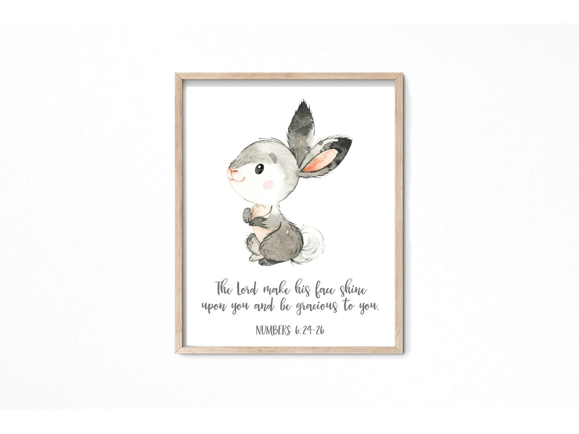 Bible Verses Nursery Decor. Set of 3 Little Rabbit Watercolor Prints ...