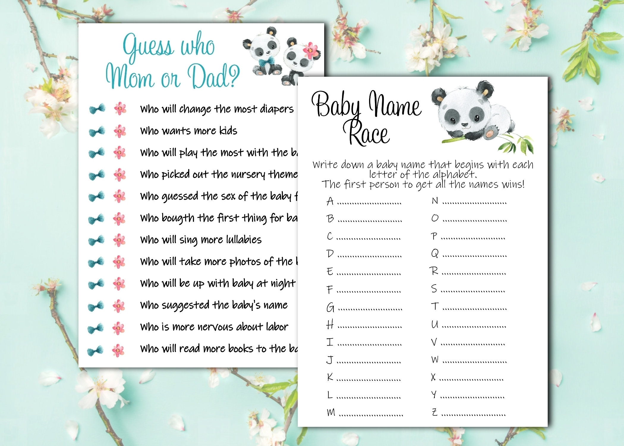 Panda Boy Baby Shower. Baby Shower Games Bundle, Baby Shower Games ...