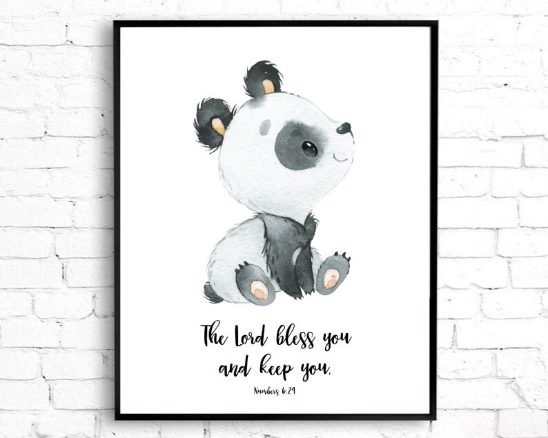 Set of 3 Panda Boy Prints. Watercolor Paints Panda Boy. Bible Verses ...
