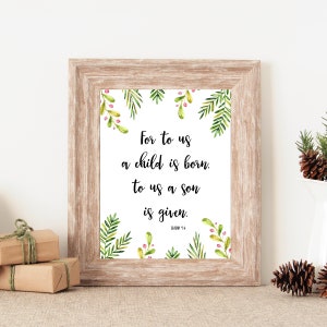 Christmas Wall Art Printable. Bible Verse Isaiah 9:6. Christian Wall ...