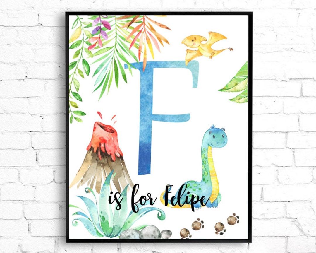 Personalized Initial and Name. Dinosaur Theme. Printable. Wall Decor ...
