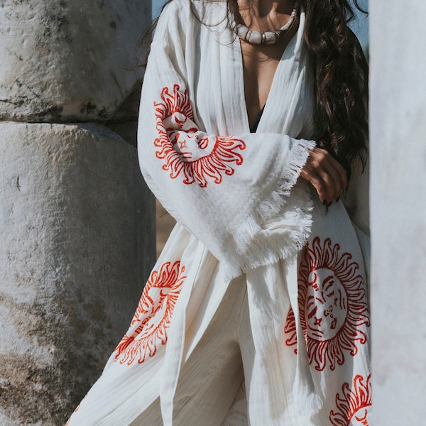 Oversize Luxury 4 Layer Muslin Robe, Soft Cotton Bathrobe, Natural ...