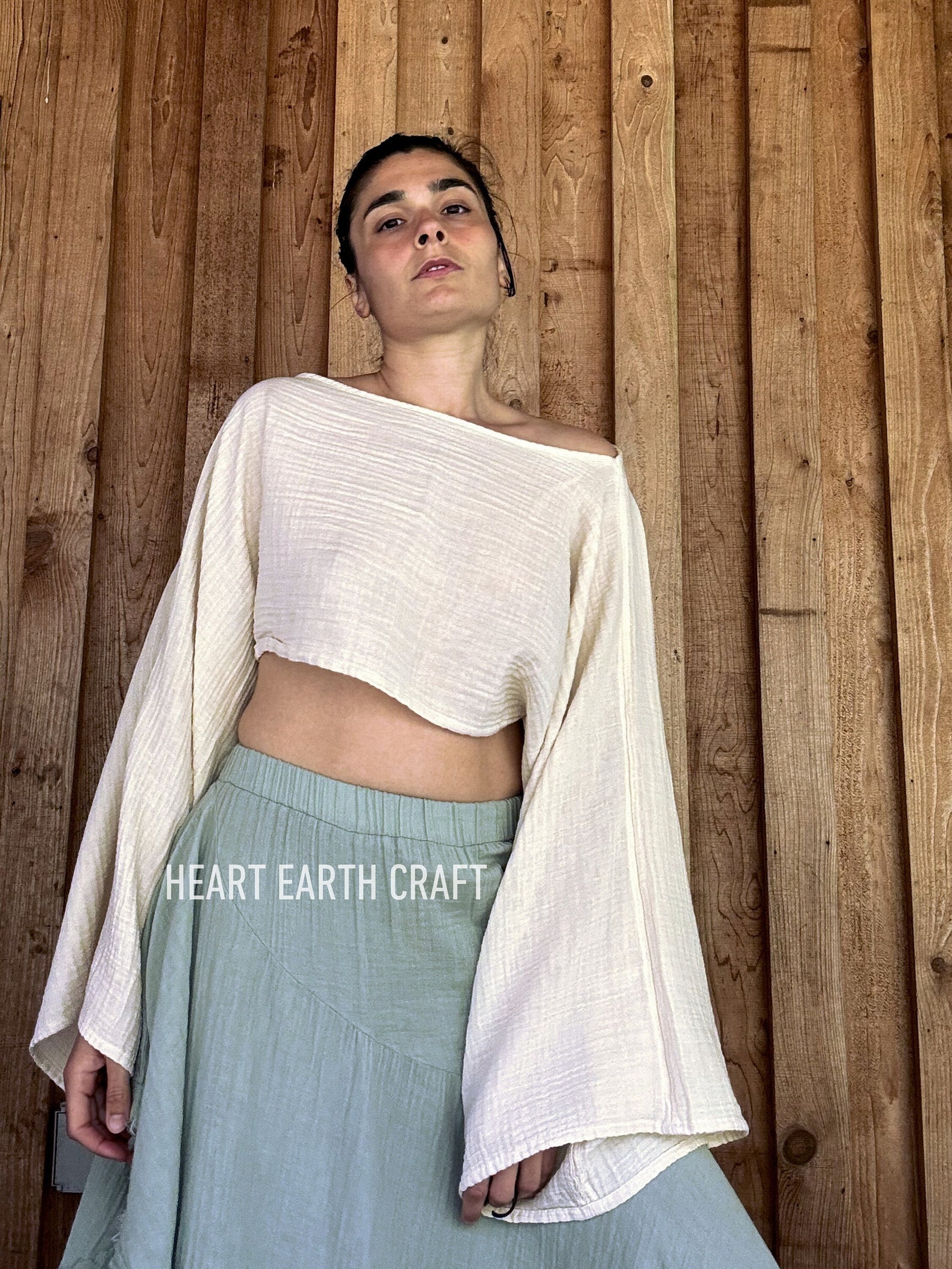 Organic Sustainable Cotton Long Sleeve Crop Top - Cotton Boho Crop Top ...