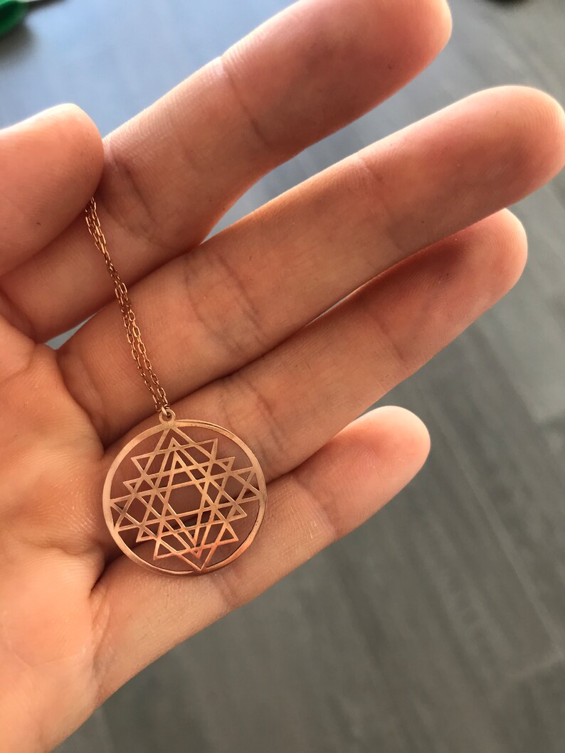 Silver Sacred Geometry Necklace Valentine's Day Gift yoga Jewelry sri ...