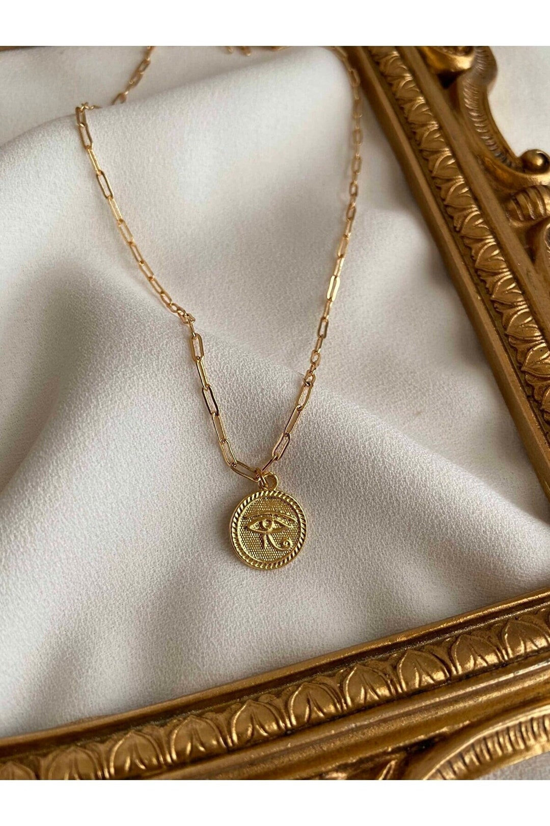 Gold Plated Eye of Ra Horus Necklace Unisex - Etsy