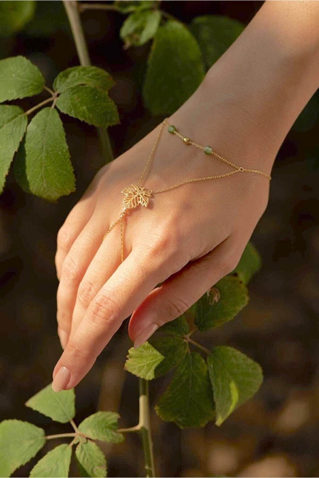 Greek Goddess Vine Leaf Silver Hand Chain Bracelet Slave - Etsy