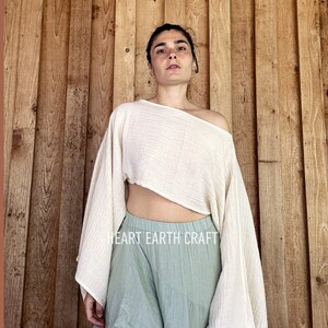 Organic Sustainable Cotton Long Sleeve Crop Top - Cotton Boho Crop Top ...