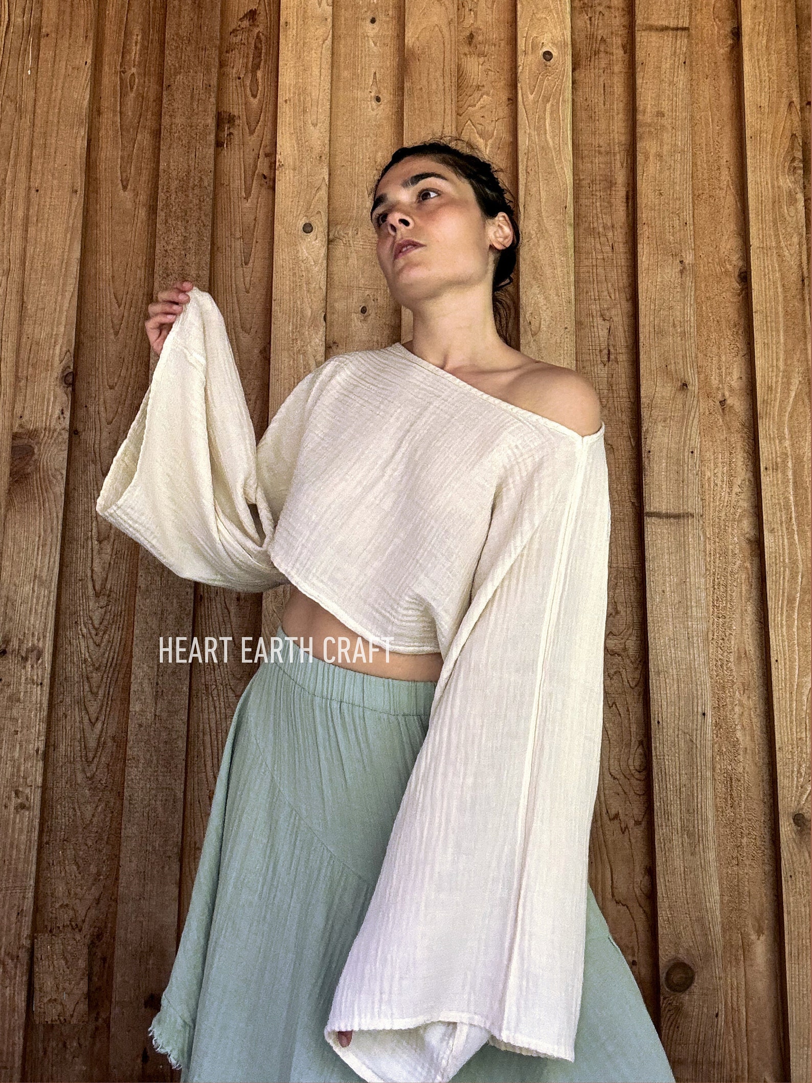 Organic Sustainable Cotton Long Sleeve Crop Top - Cotton Boho Crop Top ...