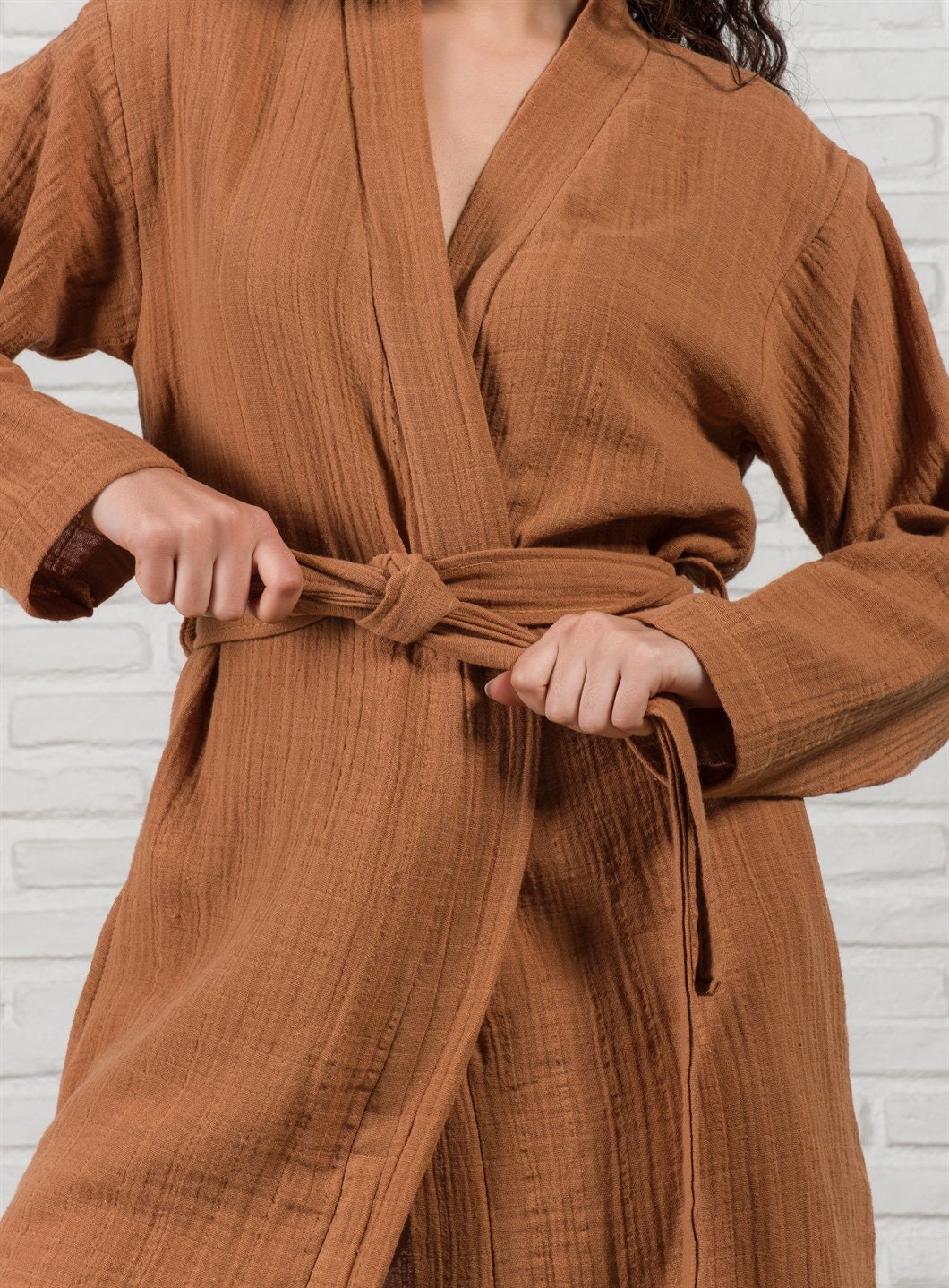 Organic Cotton Bathrobe, Kimono Cotton Bathrobe, 2 Layers Muslin Soft ...