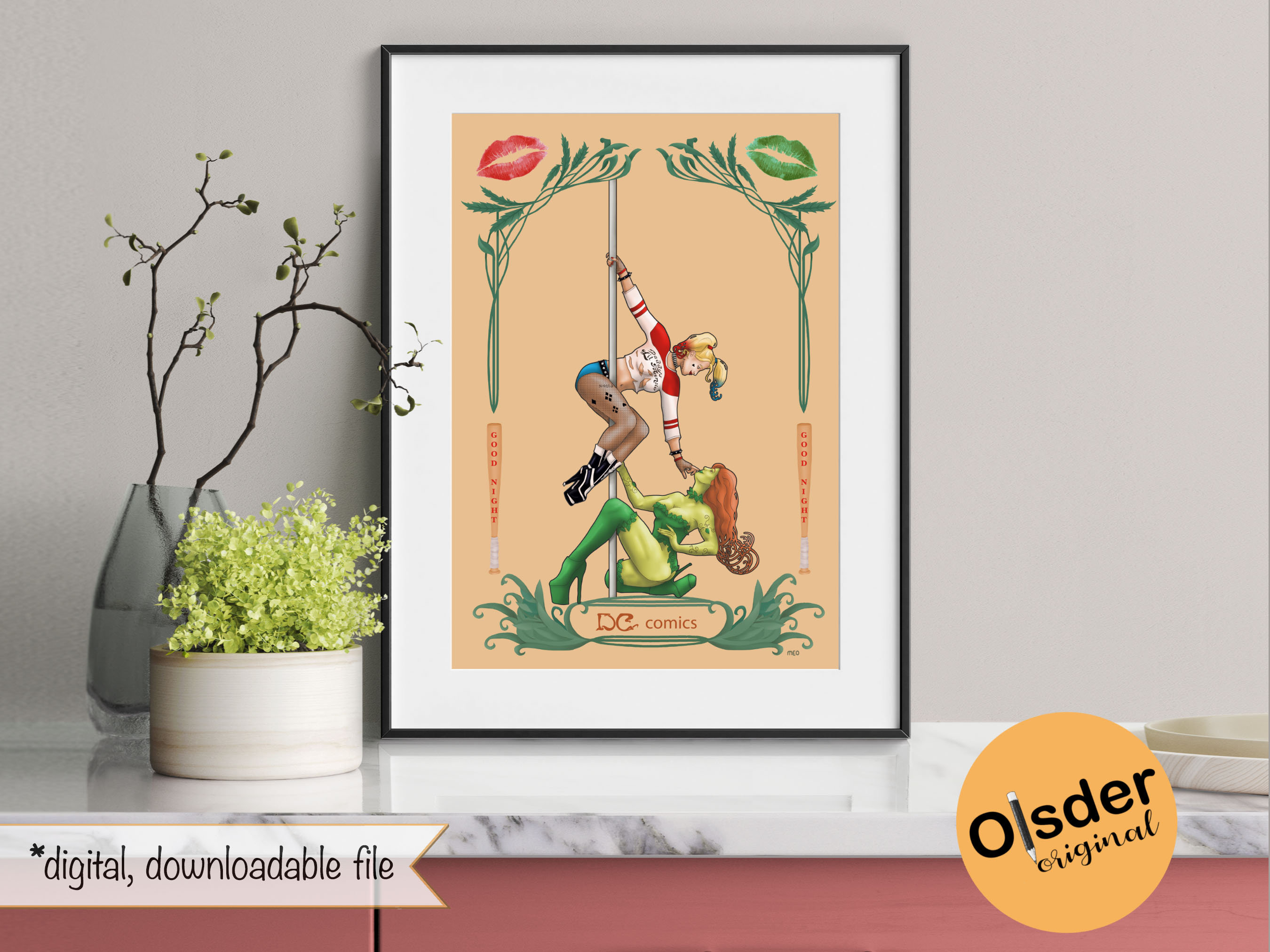 Poster Harley Quinn & Poison Ivy | Printable | Art Nouveau | Pole Dance ...