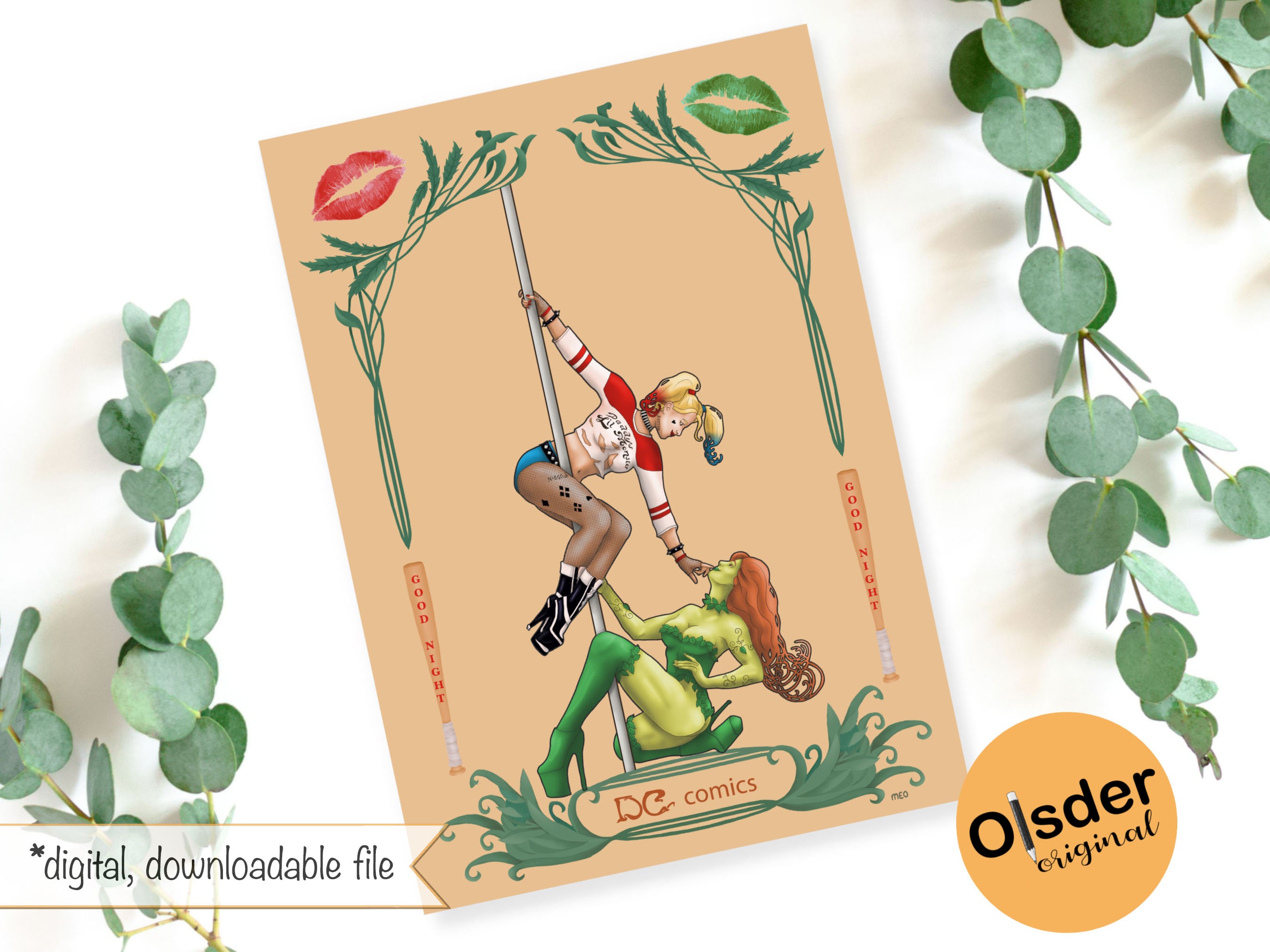 Poster Harley Quinn & Poison Ivy | Printable | Art Nouveau | Pole Dance ...