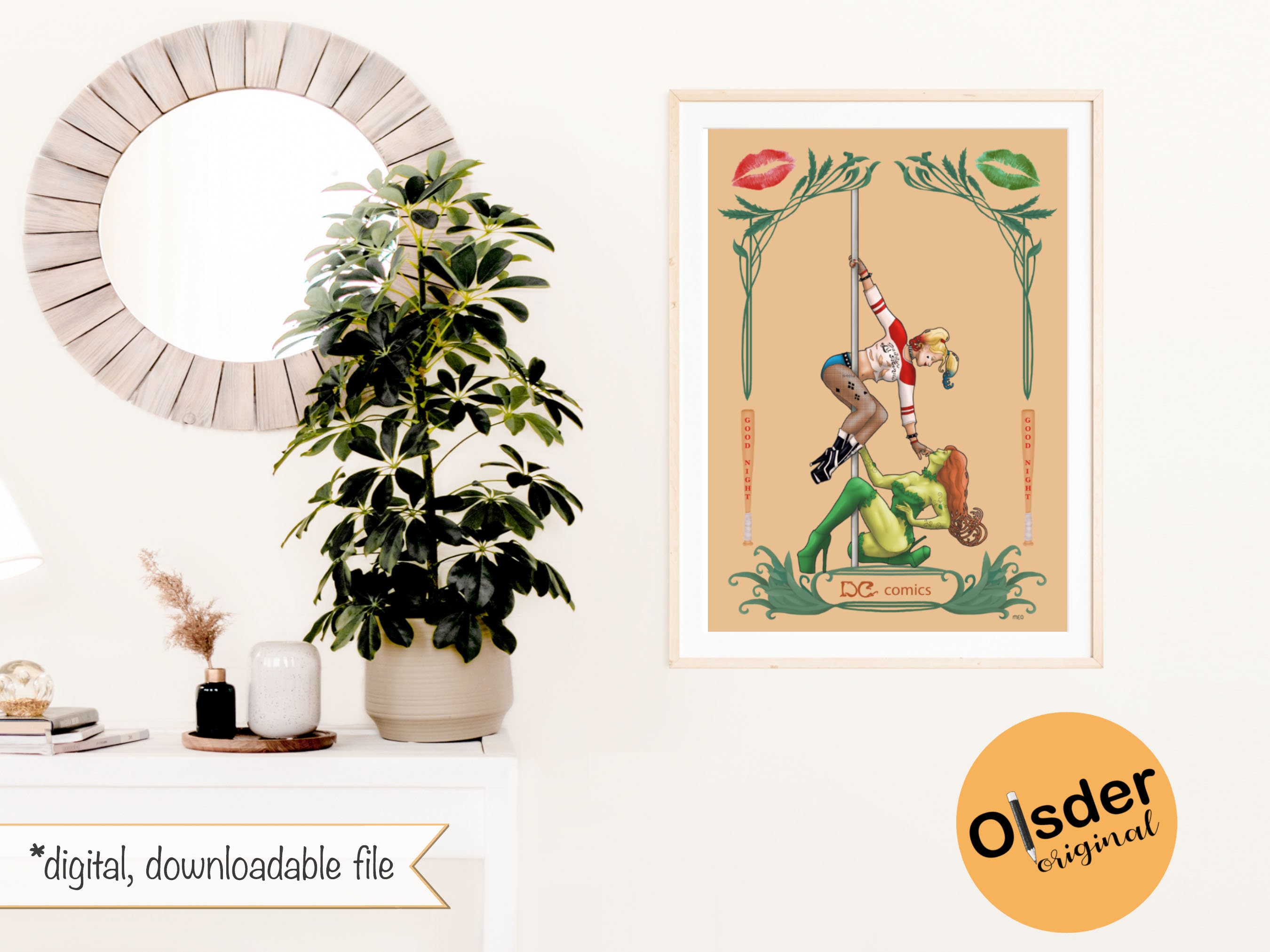 Poster Harley Quinn & Poison Ivy | Printable | Art Nouveau | Pole Dance ...
