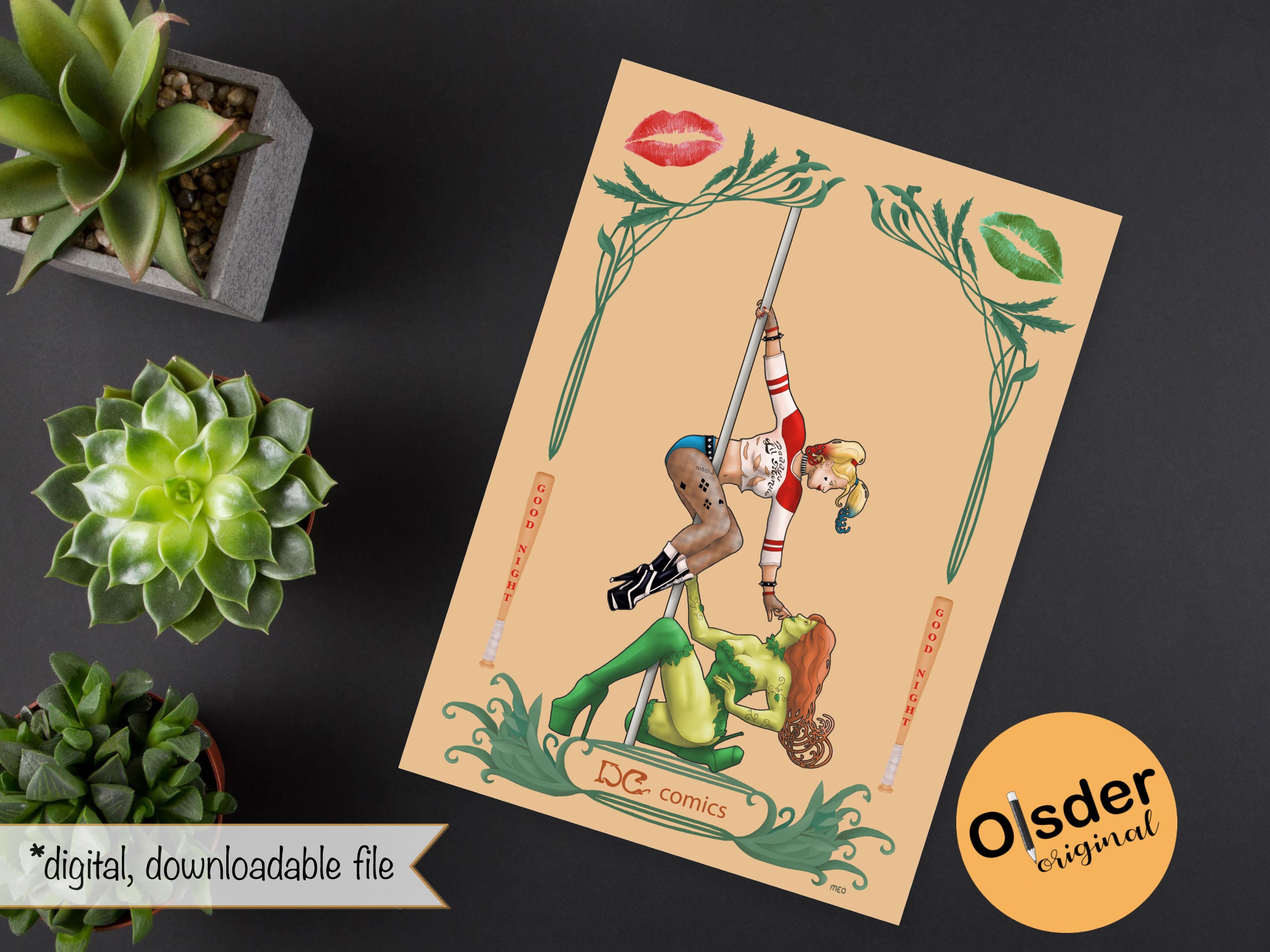 Poster Harley Quinn & Poison Ivy | Printable | Art Nouveau | Pole Dance ...