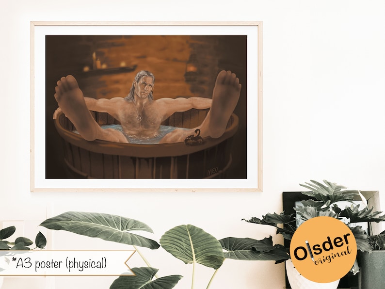 Poster 'geralt Bath Tub' A3 Henry Cavill the Witcher Fan Art - Etsy
