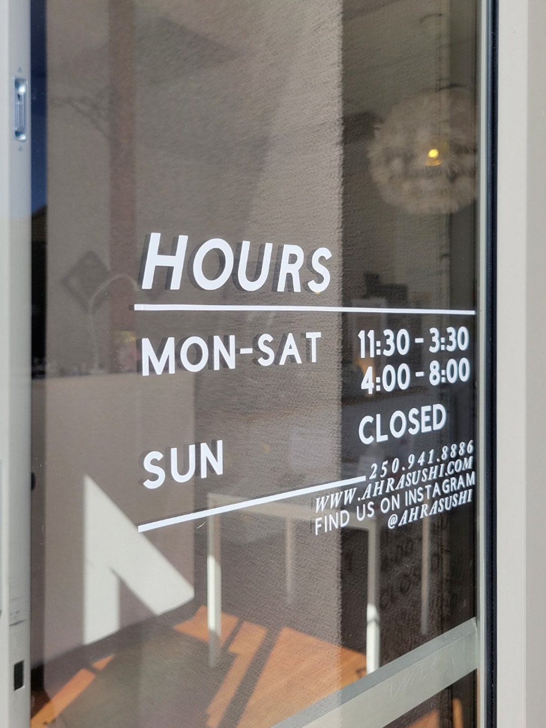 Custom Business Hours Vinyl Decal, Store Hours Decal, Business Hours ...