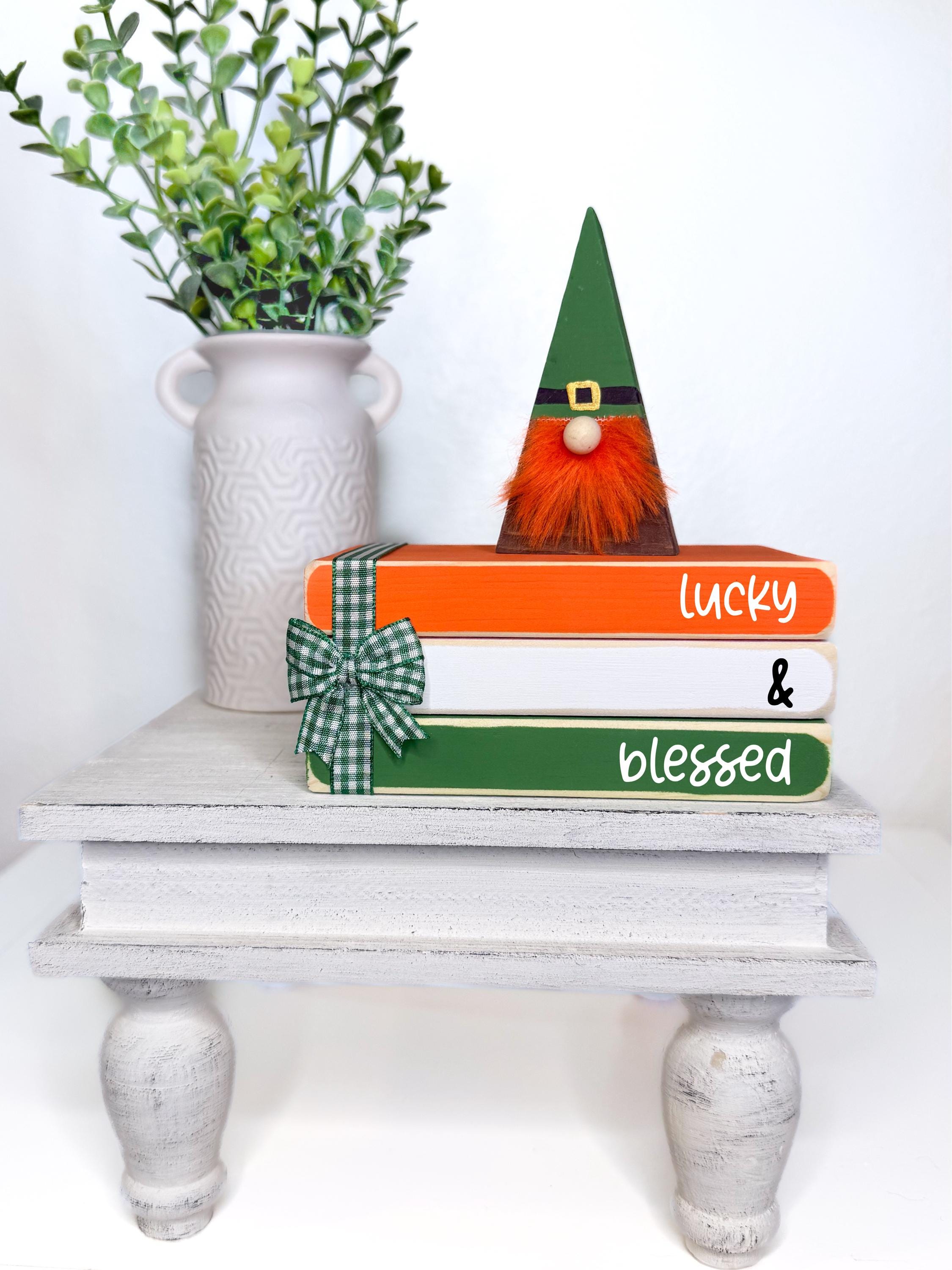 St Paddys Day Mini Book Stack, Spring Tiered Tray Decor, March Shelf ...
