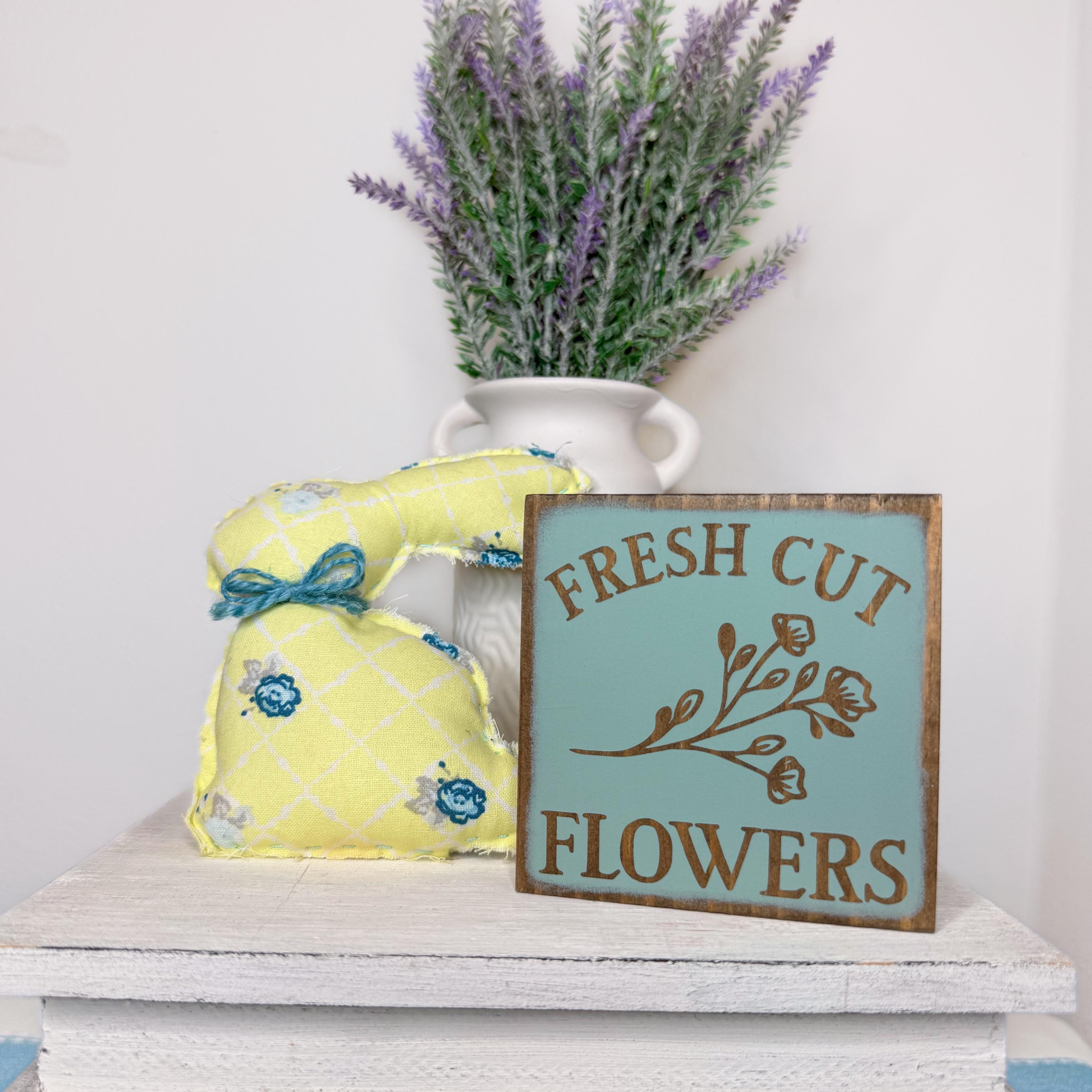 Mini Flower Sign, Fresh Cut Flowers, Tiered Tray Decor, Farmhouse ...
