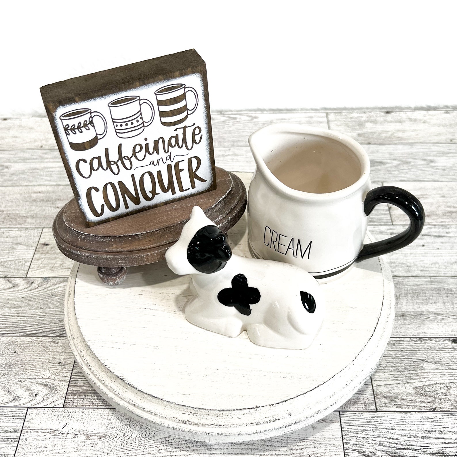 Caffeinate and Conquer, Coffee Bar Decor, Coffee Tiered Tray Decor ...