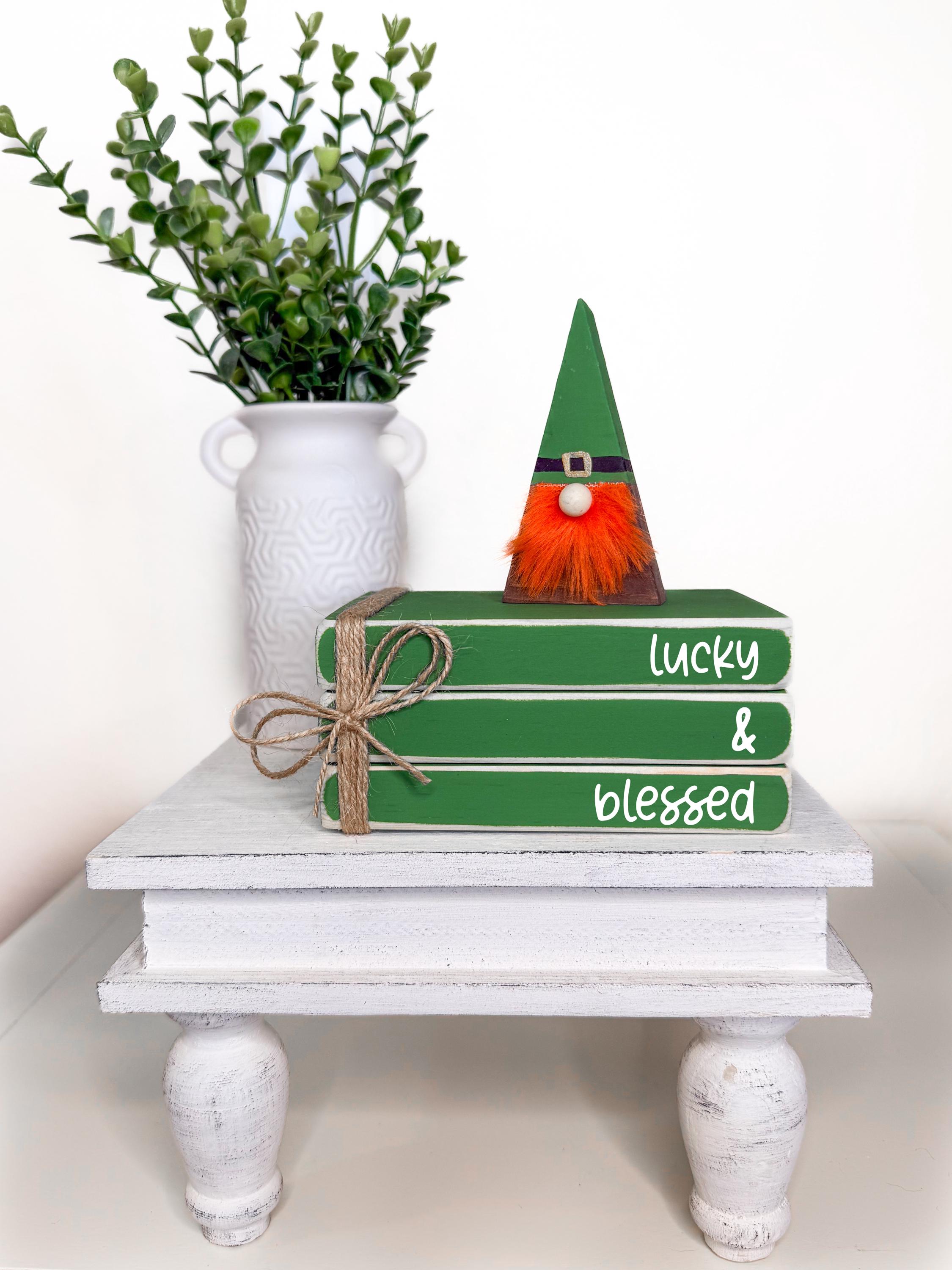 St Paddys Day Mini Book Stack, Spring Tiered Tray Decor, March Shelf ...