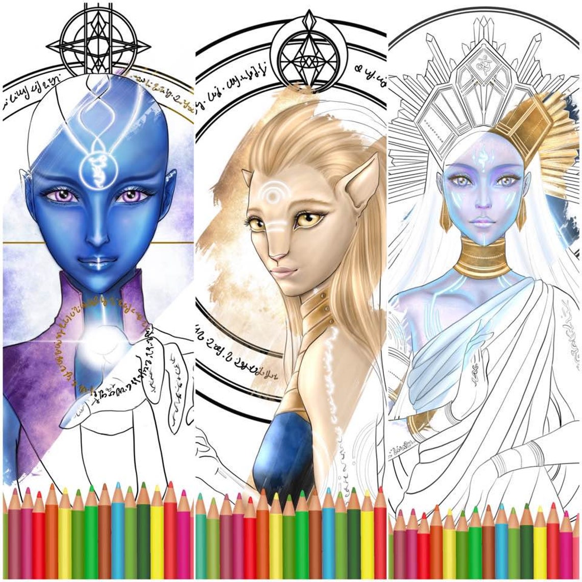 Bundle Printable Coloring Page, Sirian, Feline Lyran Hybrid and ...
