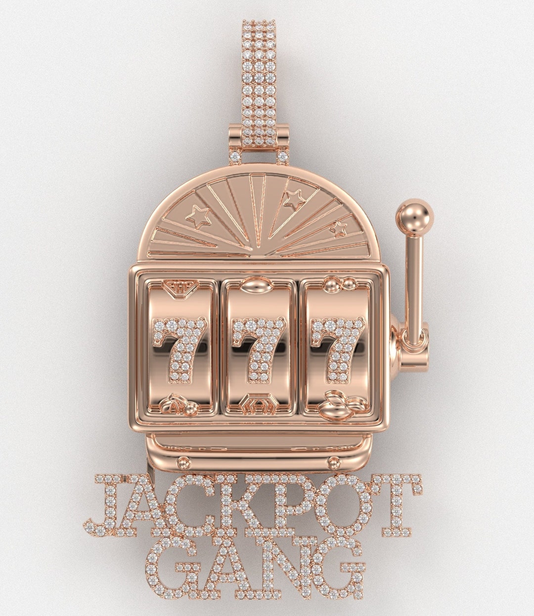 777 JACKPOT GANG CVD Diamond Pendant,10k Rose Gold, Free Appraisal, Lab ...