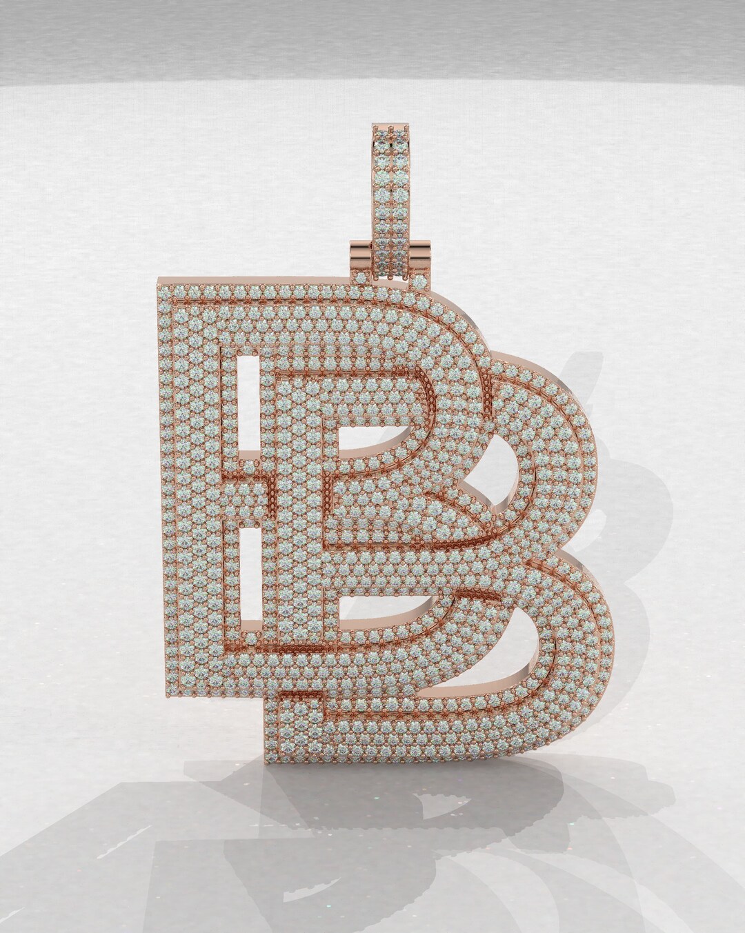 BB 10K Rose Gold CVD Diamond Pendant - Custom Initial - Etsy