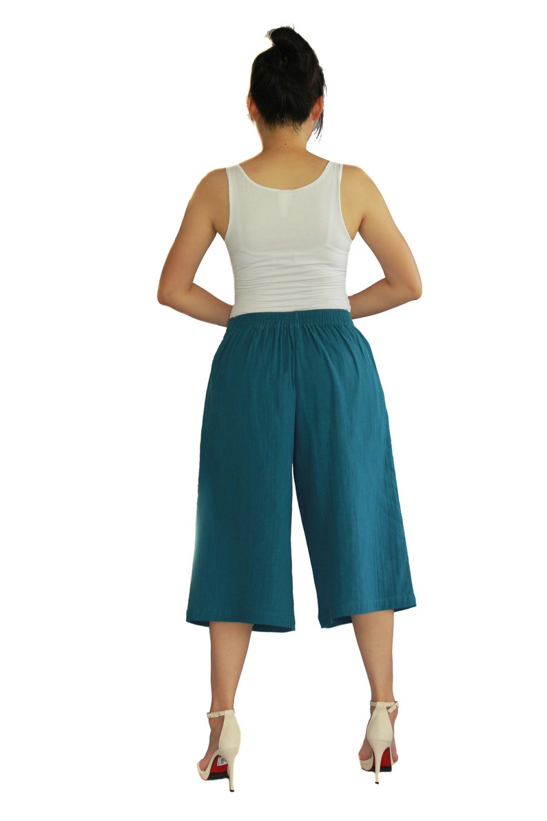 Gaucho Pants in Dark Blue Organic Cotton | Etsy