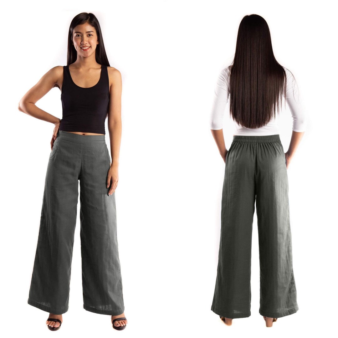 Organic Cotton Palazzo Pants In Slate Grey P 09 Etsy
