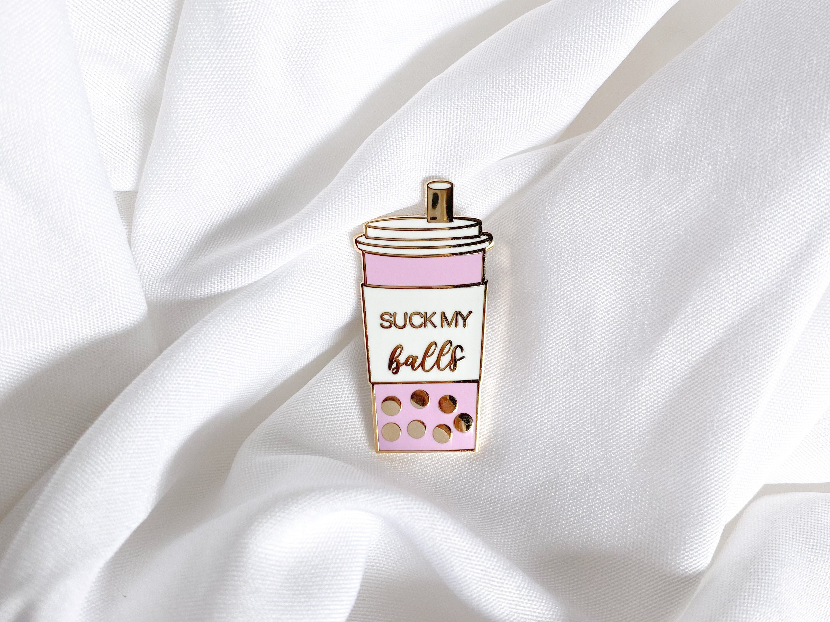 Pink Boba 'suck My Balls' Enamel Pin Boba Bubble | Etsy
