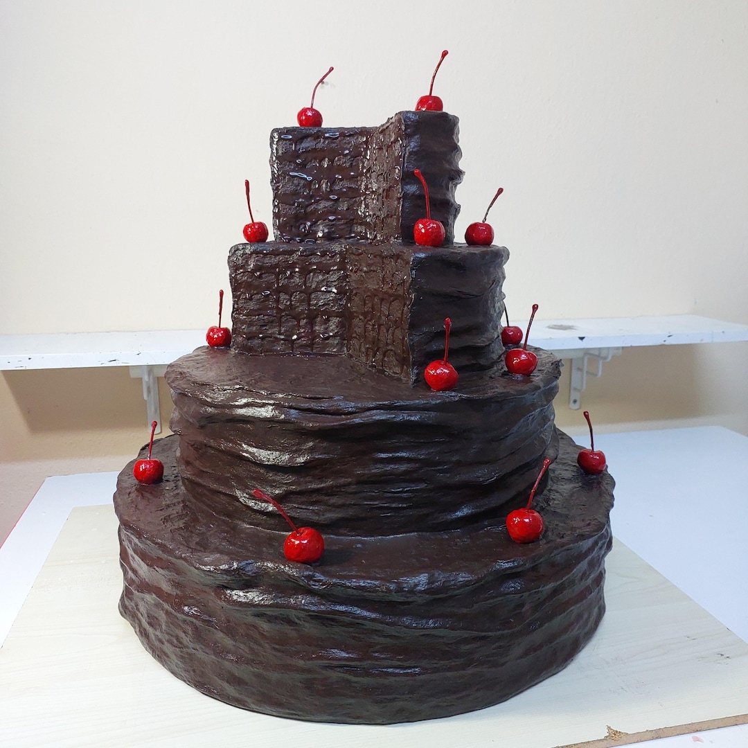 18" Giant Fake Chocolate Cake With Cherries Round Cake Large Fake Bake ...