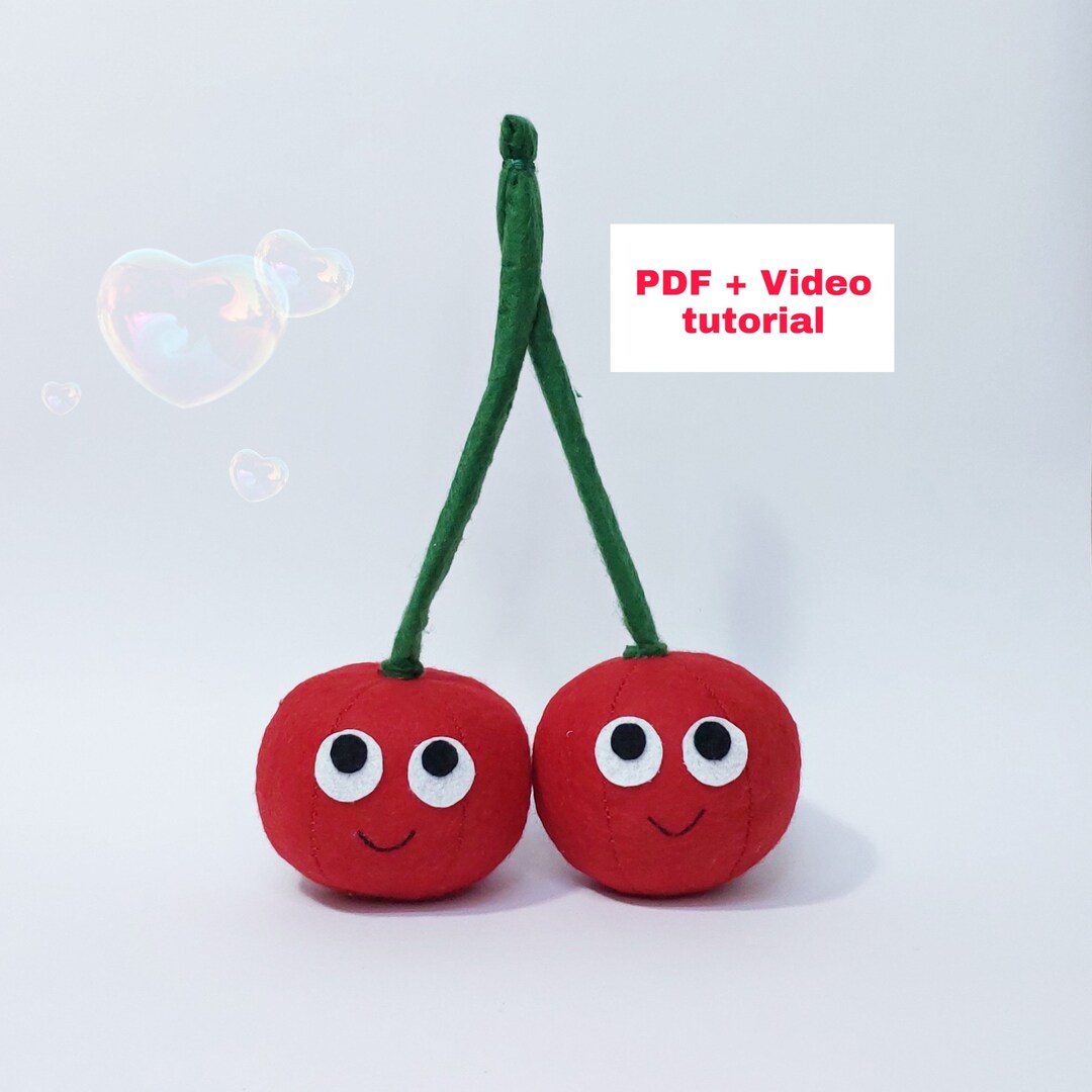 Felt Cherry PDF Pattern: Hand Sewn Toy & Ornament (video Tutorial) - Etsy