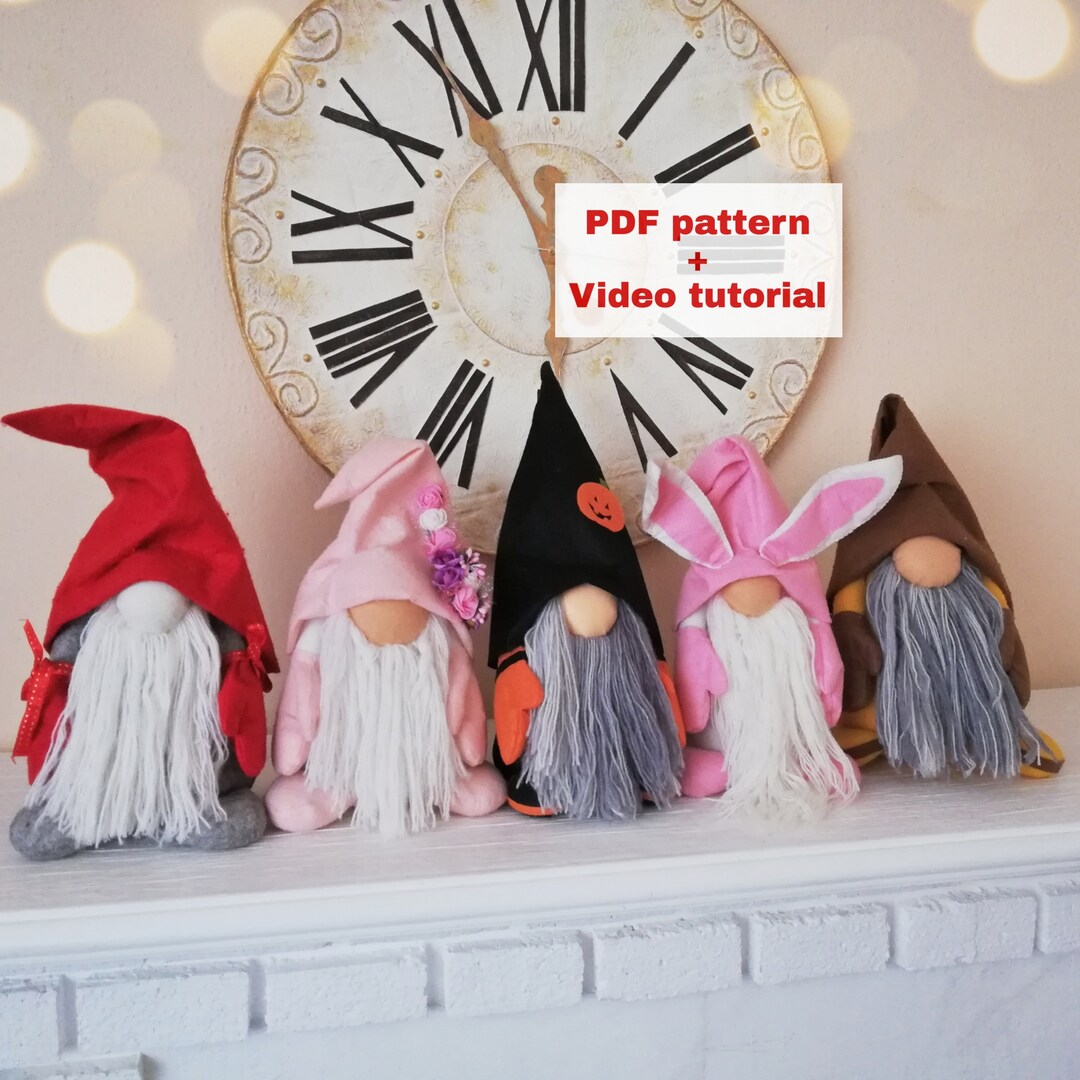 PDF Pattern Felt Gnome Hand Sewn Christmas Gnome Home Decorations Video ...