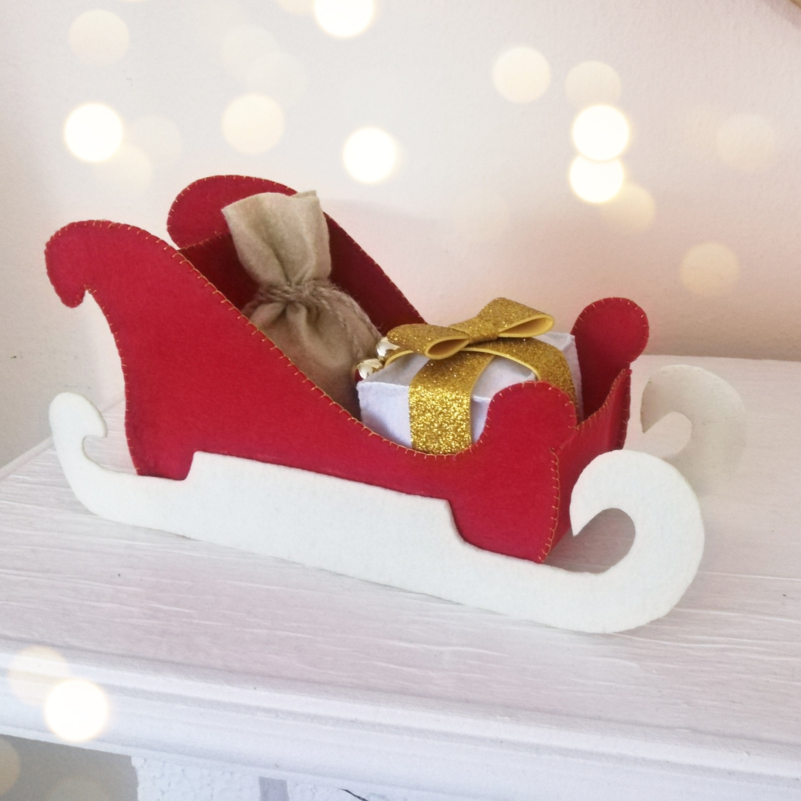 PDF Pattern Felt Santa Sleigh, Felt Christmas Ornament, Christmas Home ...