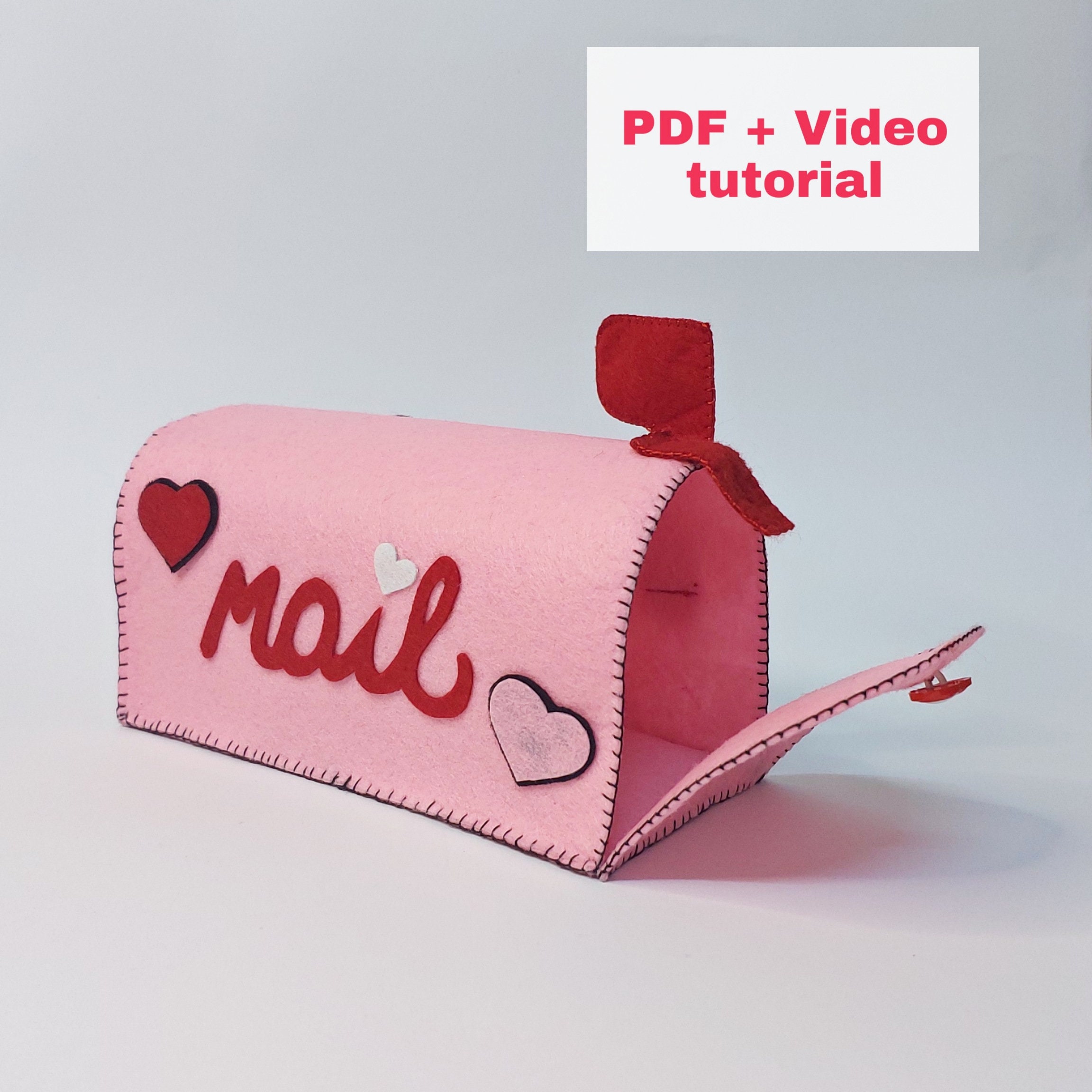 Valentine Mailbox Pattern, Felt Post Box PDF Video Tutorial, Valentines ...