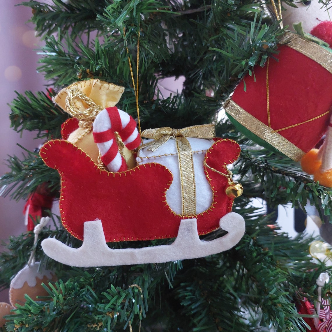 Felt Christmas Sleigh Ornament PDF Pattern for Hand Sewing, Video ...