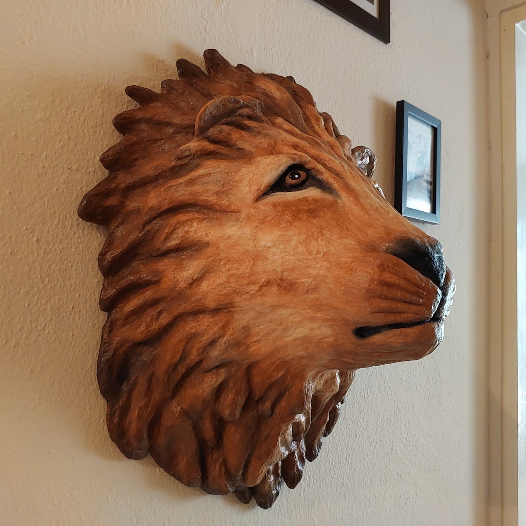 Lion Head Wall Decor Large Lion Head Wall Hanging Farm House Wall Decor ...