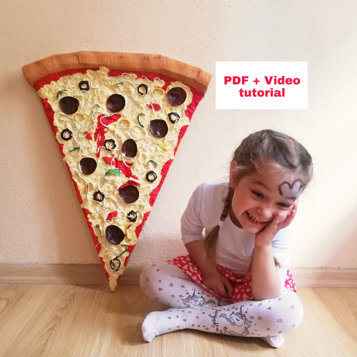 Giant Cardboard Pizza Slice DIY Tutorial, Family Paper Craft (PDF ...