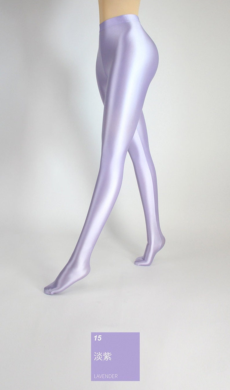 Open Crotch Satin Shiny Lycra Glossy Opaque Pantyhose Shiny Wet Look