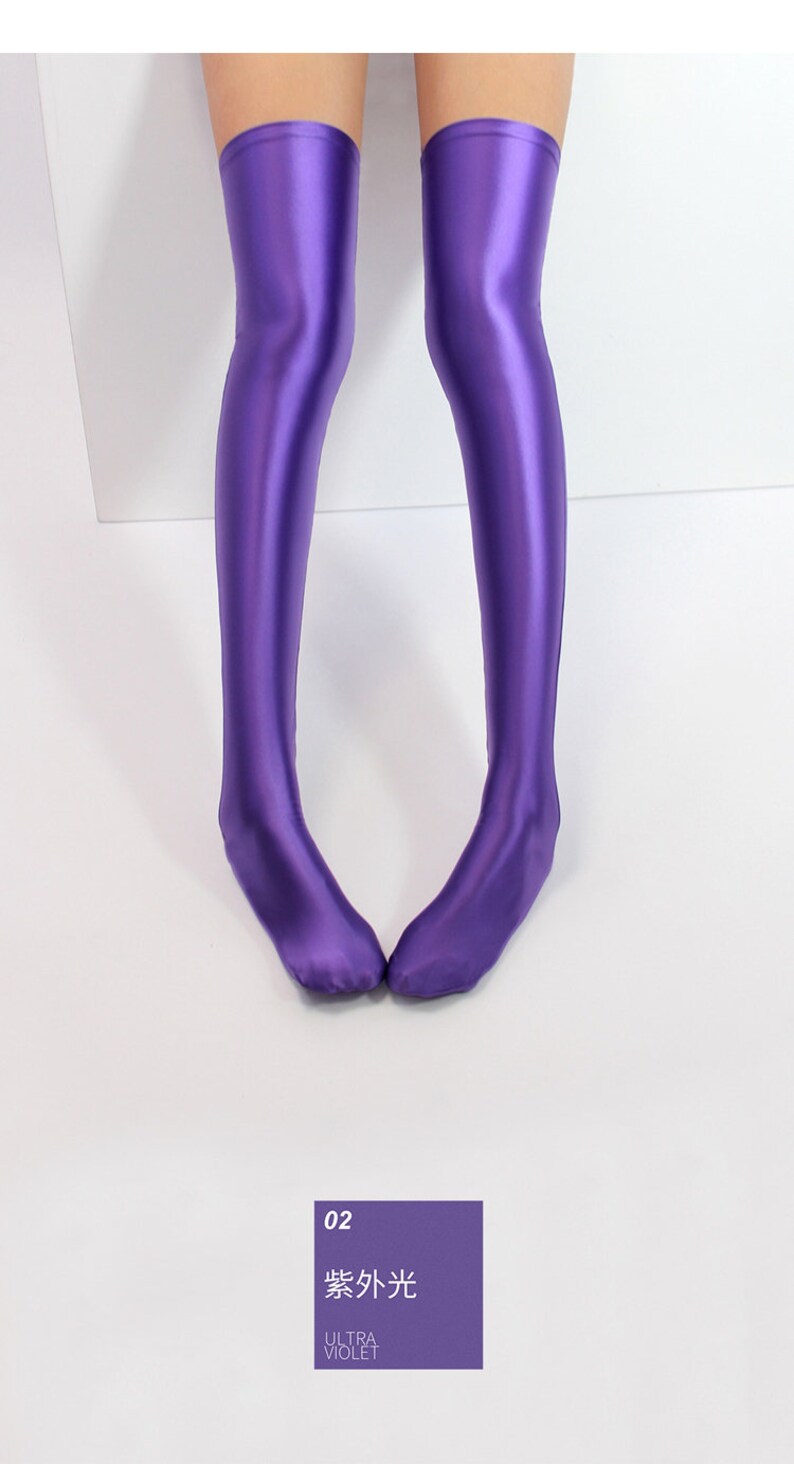 Satin Silk Shiny Lycra Glossy Opaque Knee Socks Tights Sexy Stockings