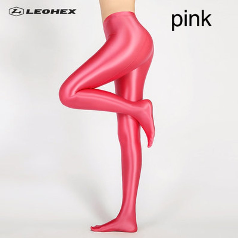 Leohex Satin Glossy Opaque Pantyhose Shiny Wet Look Tights Etsy